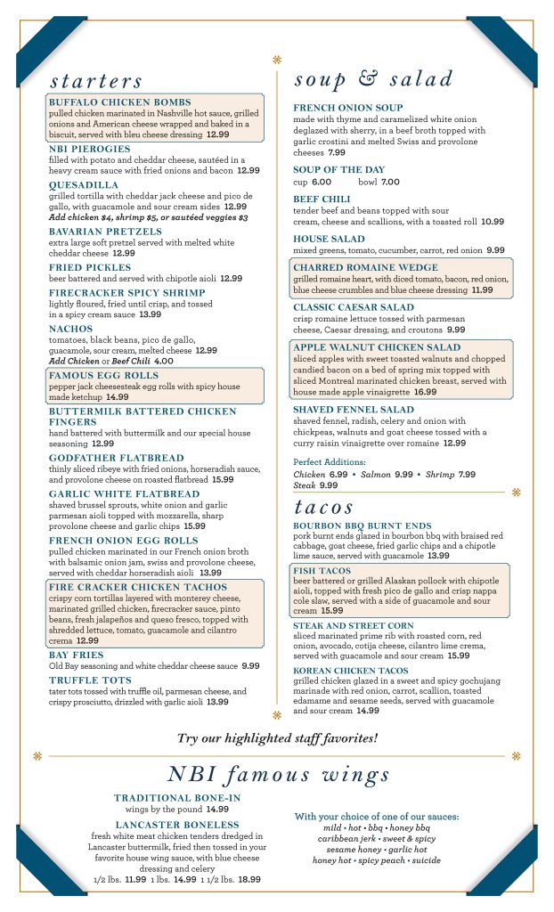 Menu – New Britain Inn