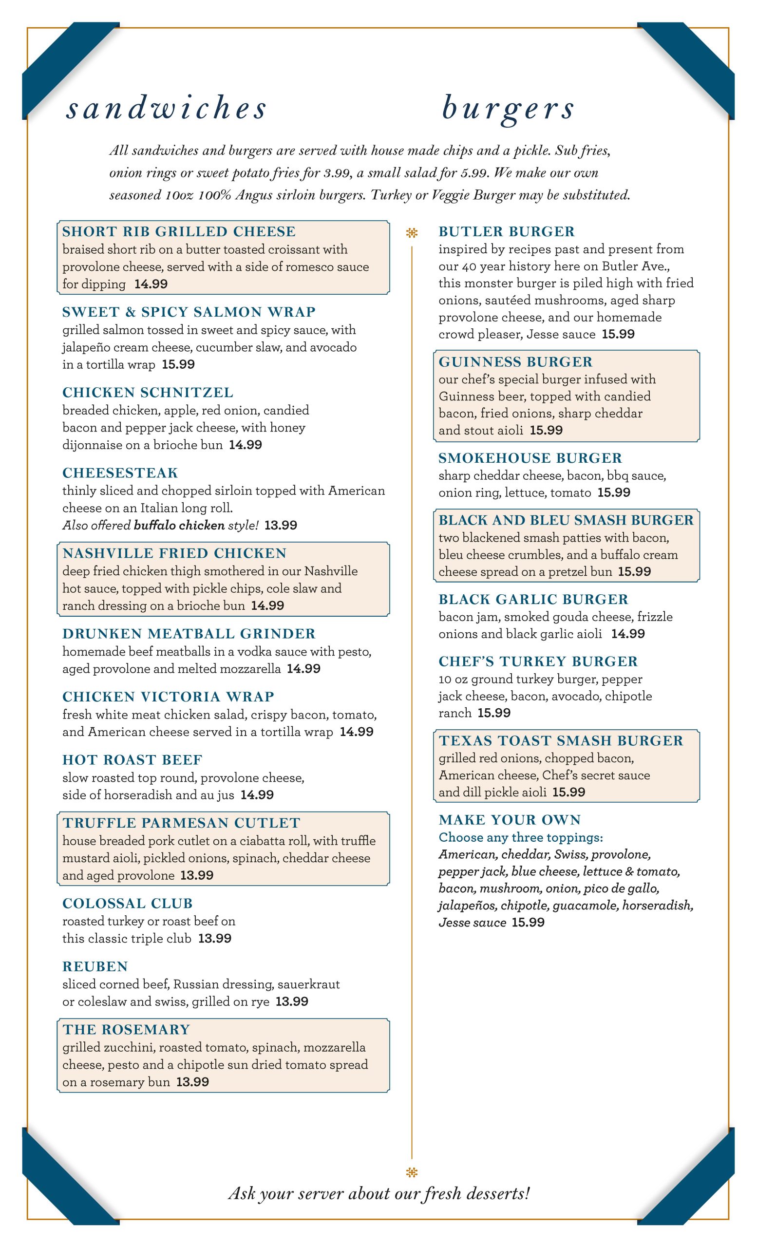 Menu – New Britain Inn